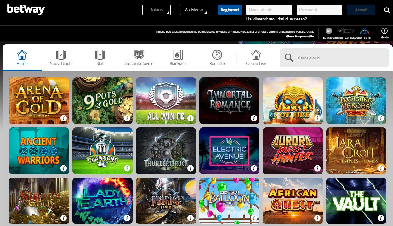 Betway Casino - Slot Machine Online - Giochi Slot Bonus